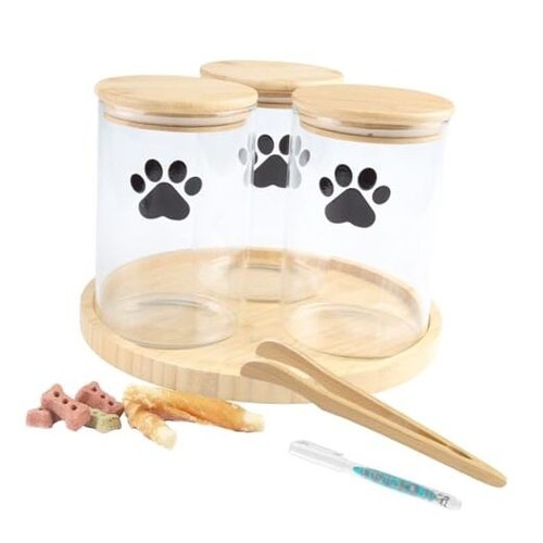 3 pack Round Dog Treat Jars,37oz Airtight Glass Dog Cat Treat ...