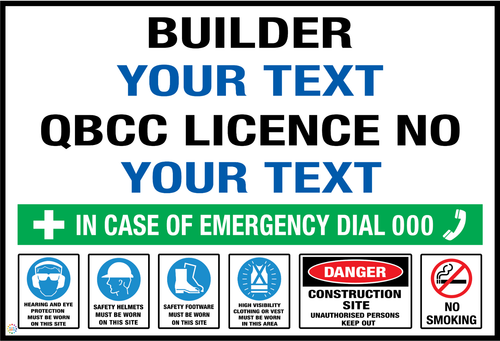 QUEENSLAND ( QLD ) BUILDER CONSTRUCTION SAFETY SIGN | eBay
