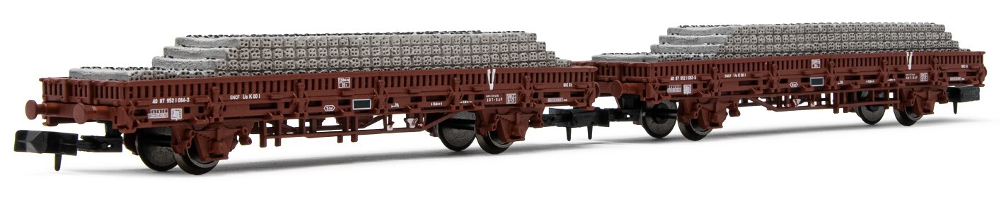 Arnold HN6543 Scale N Set 2 Flat Cars SNCF With Load Sleepers Ep. V | eBay