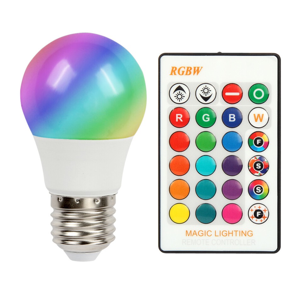 2 Pack RGB RGBW LED Bulb Light 16 Color Changing E27 Lamp + IR Remote ...