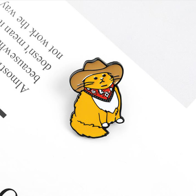 Cowboy Cats Enamel Pin Funny Animal Brooches Shirt Lapel Bag Cute Badge ...