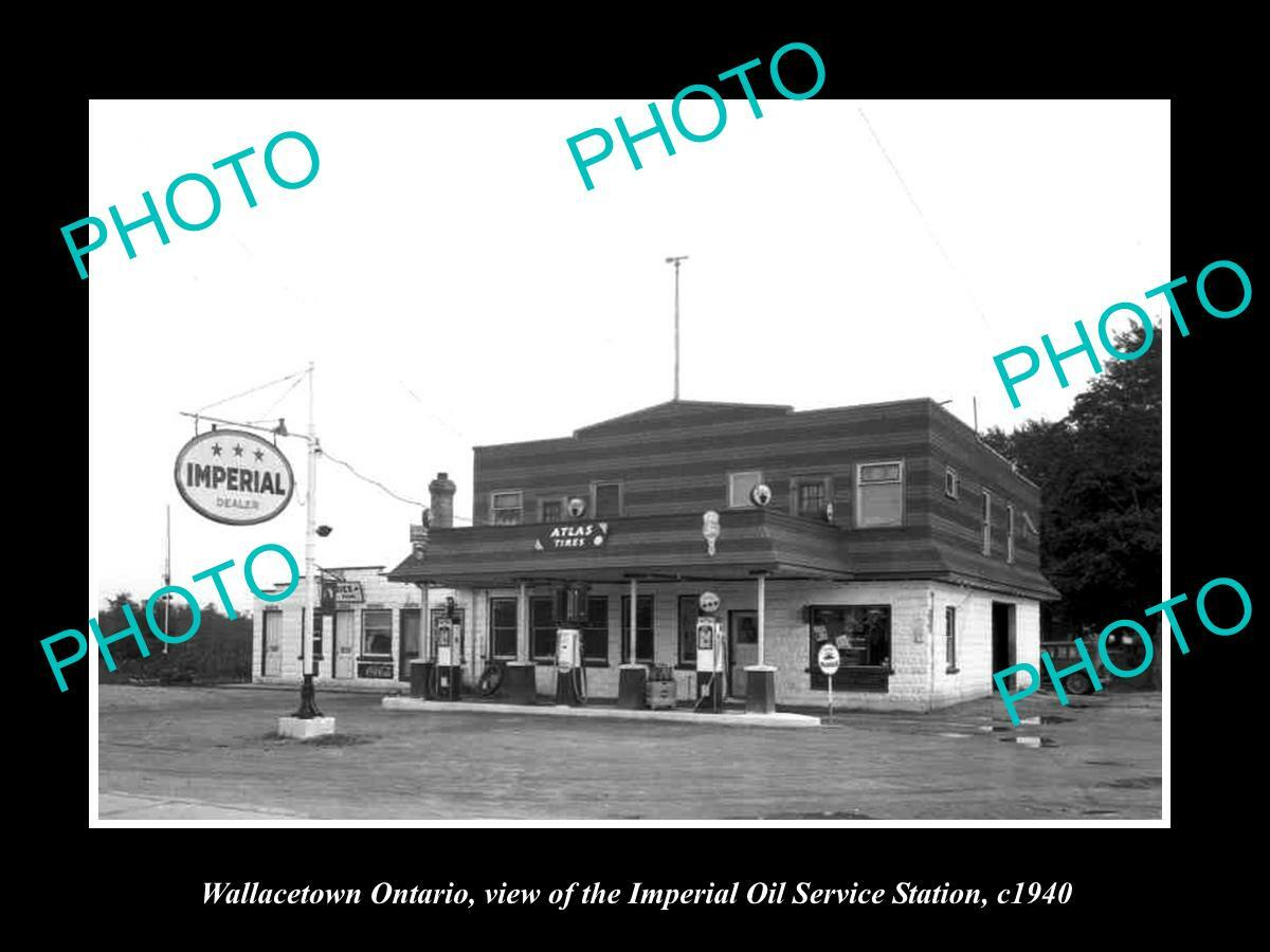 OLD POSTCARD SIZE PHOTO OF WALLACETOWN ONTARIO IMPERIAL OIL GAS STATION ...
