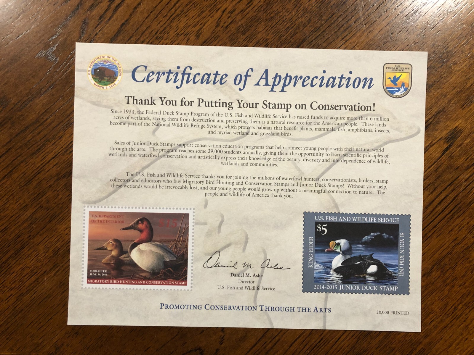 Duck Appreciation Souvenir Card 2014 RW81 and JDS22 | eBay