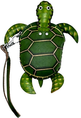 Turtle Genuine Leather Handmade Crafted Animal Coin Purse Wristlet ...