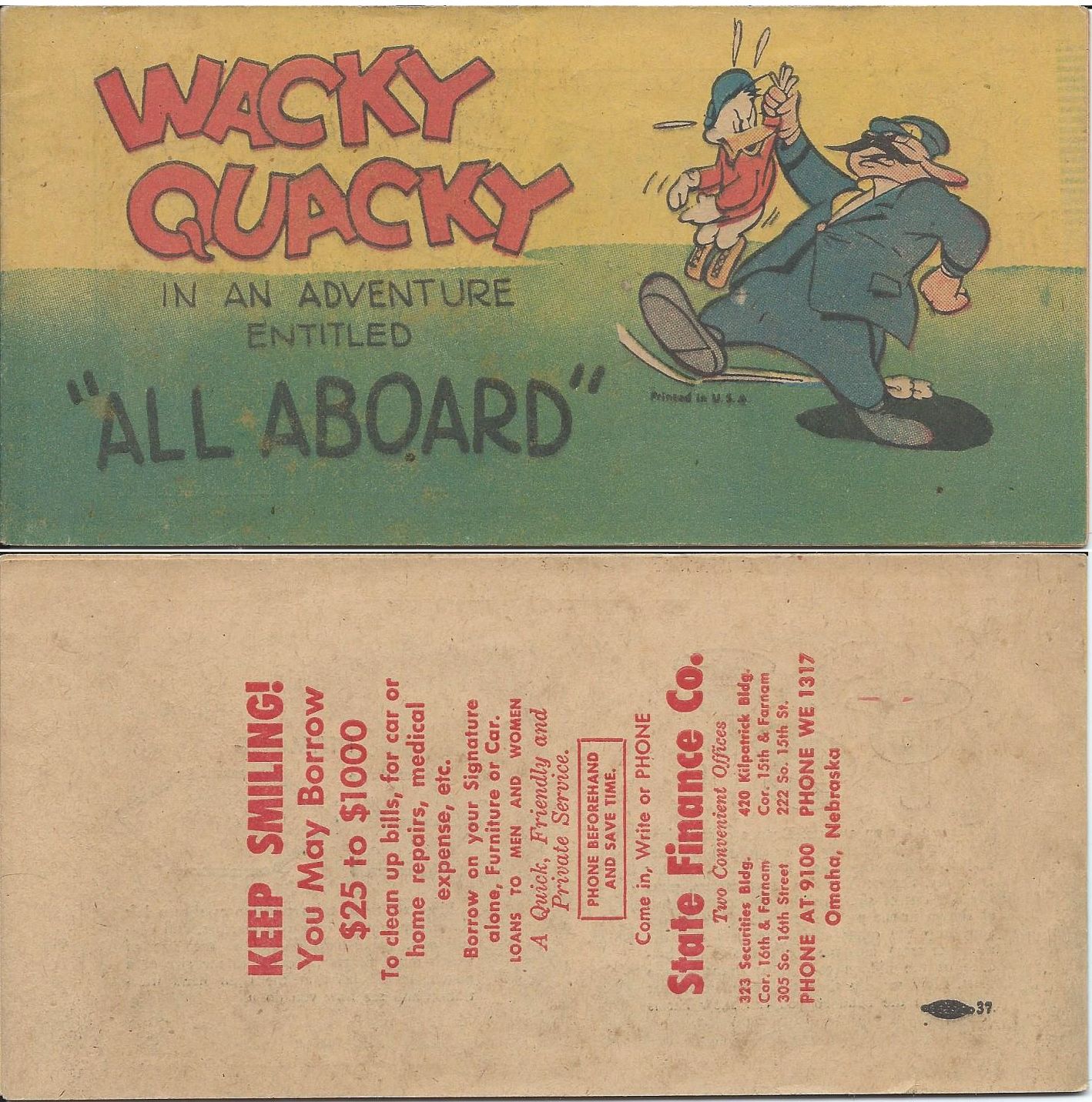 WISCO VITAL TIMELY MARVEL PROMO MINI WACKY QUACKY ALL ABOARD VFNM 1949 ...