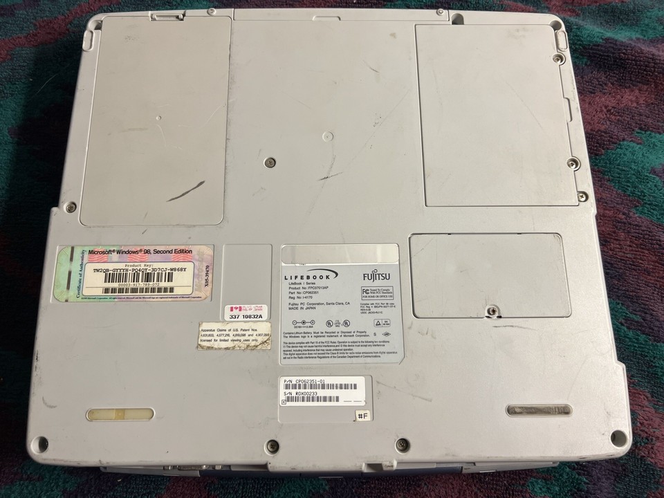 RARE Fujitsu Lifebook i4170 Windows 98 Intel Celeron DVD 60GB HDD 64MB ...