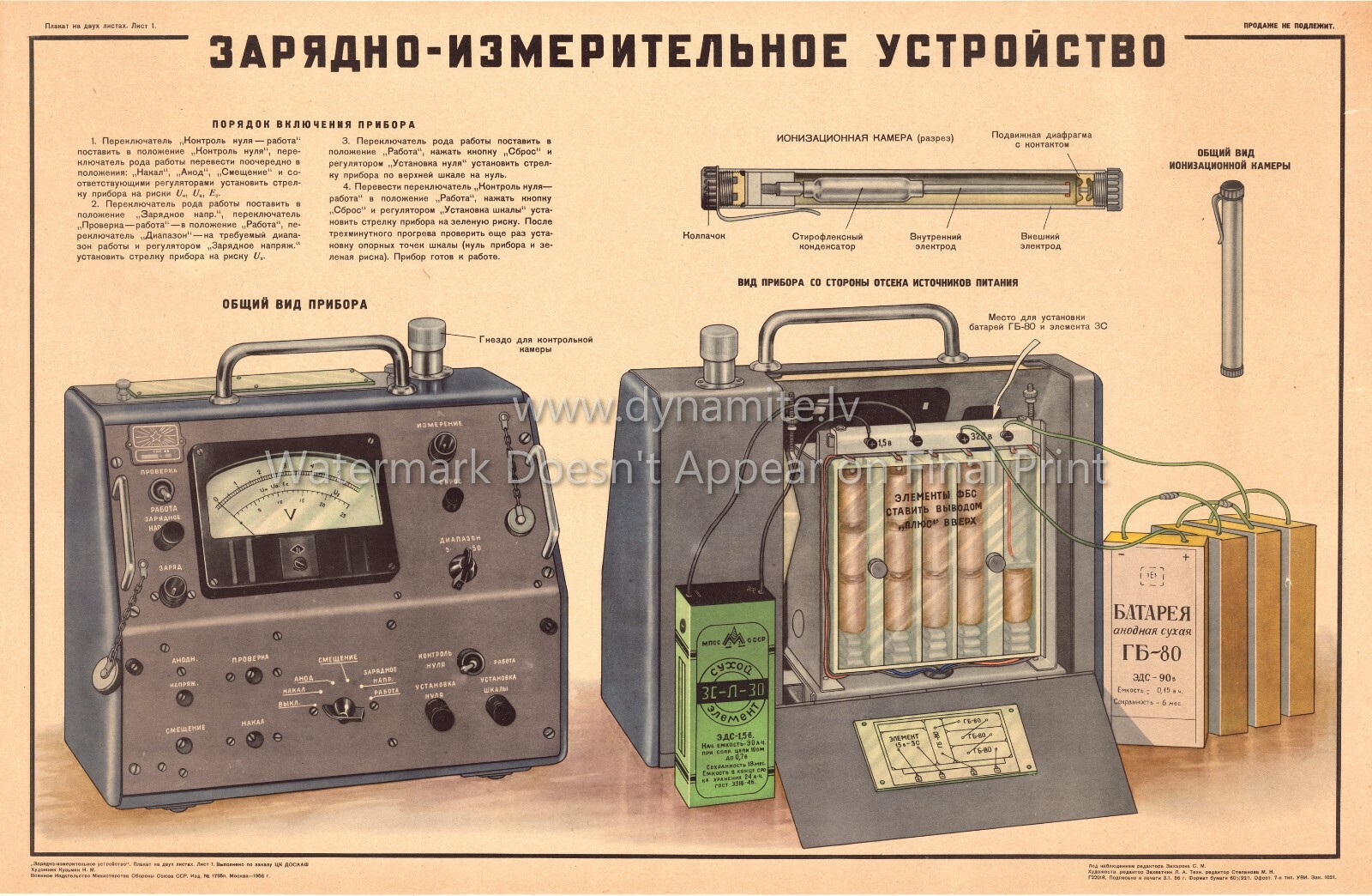 Soviet Russian Military Poster Print RADIATION TESTING DEVICE DOSIMETER ...
