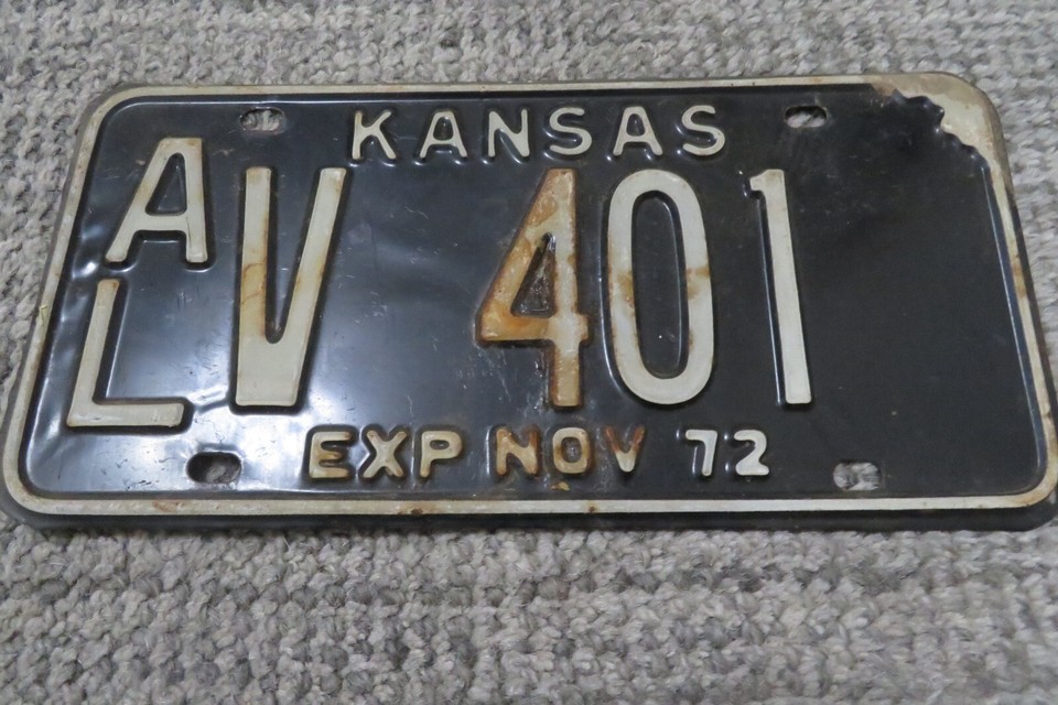 1972 Vintage Kansas license plate #AL V 401 collectible tag automobilia ...