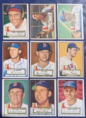 1952 Topps Red Sox Lot (9) DROPO Vern STEPHENS KIELY NIXON VOLLMER ...