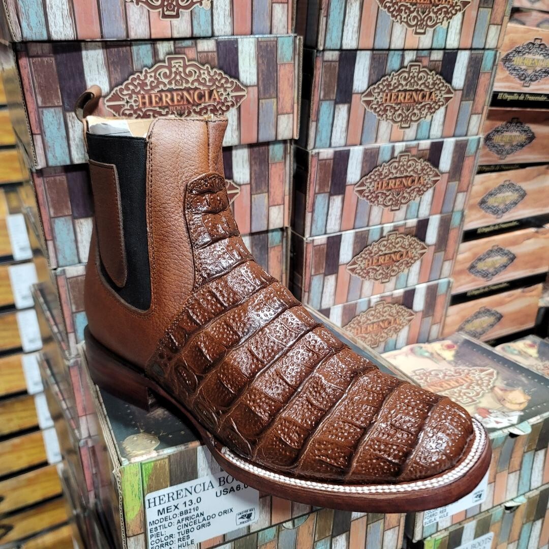 BO 415 HERENCIA BOTIN COCO PRINT COGNAC RODEO SQUARE TOE LEATHER BOTAS ...