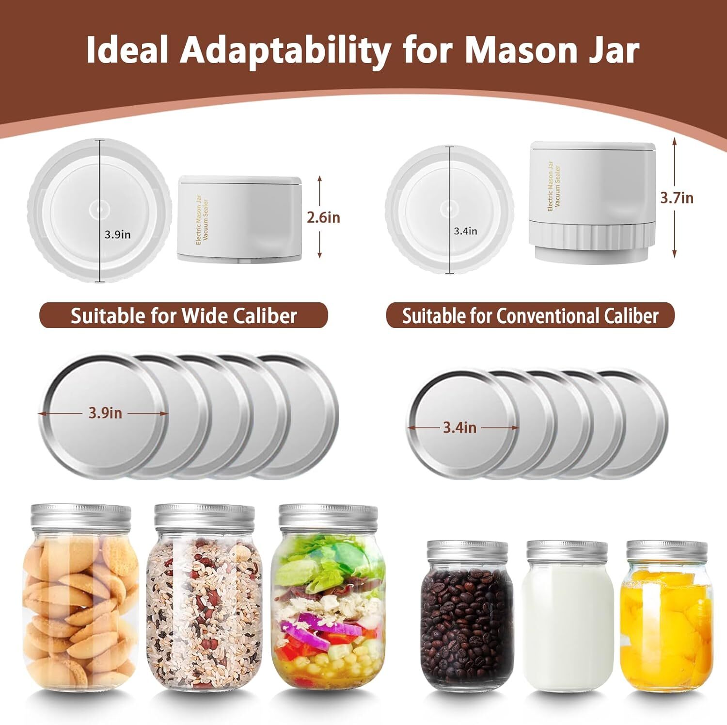 Mason Genie Vacuum Sealer, 80kPa Mason Jar Vacuum Sealer USB Charge ...