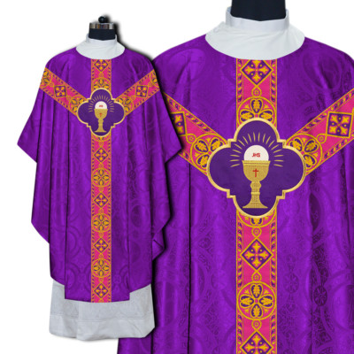 Elegant Violet Gothic Chasuble Vestment with Chalice Motif – Pastor ...