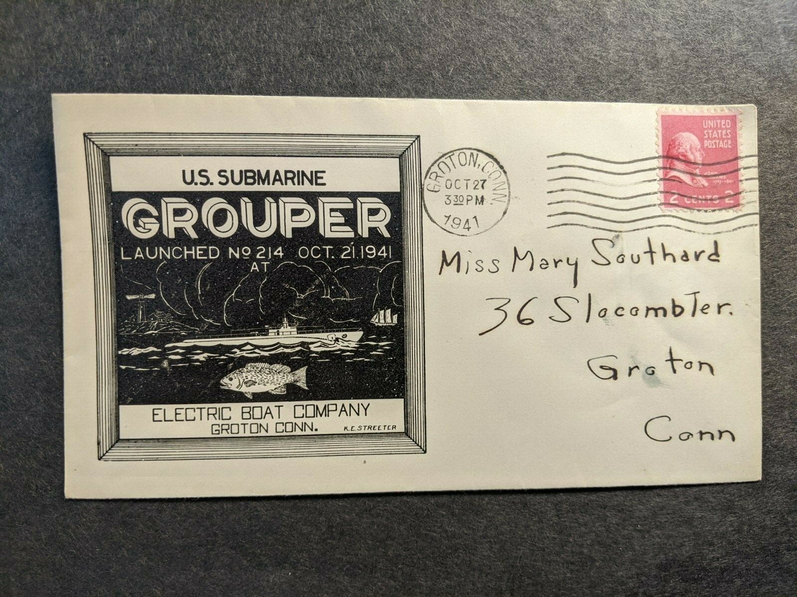 Submarine USS GROUPER SS-214 Naval Cover 1941 STREETER Launch Cachet ...