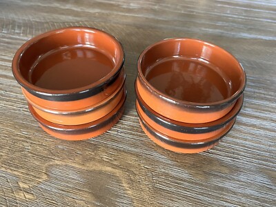 Cermer Terra Cotta Glazed Ceramic 6 Pcs Ramekin Flan Crème Brûlée Bowls ...