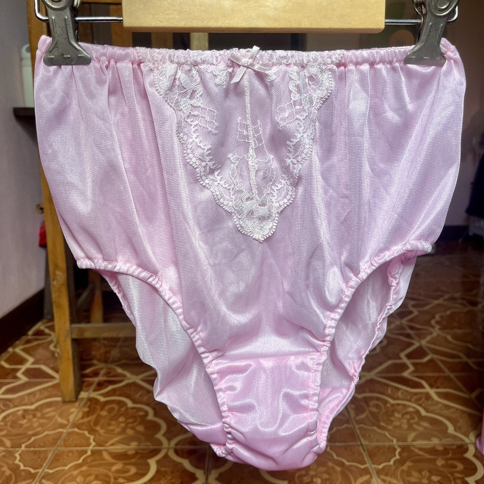 Panties Vintage Nylon Control Briefs Lace Slippery Glossy Sz.10 Hip 45 ...