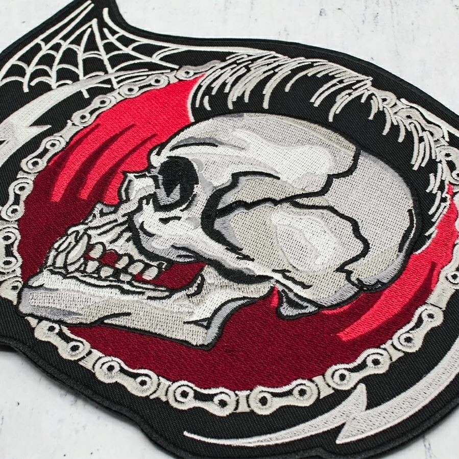 Skull Iron-on & Sew-on Back Patch | Motorcycle Club Biker Gang Outlaw ...