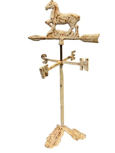 Vintage Cast Iron Horse Weathervane Off- White Standing Tabletop | eBay