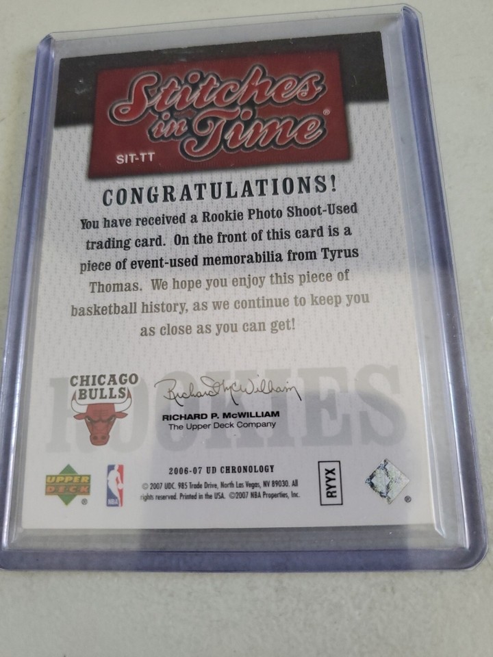2006-07 TYRUS THOMAS CHRONOLGY ROOKIE SHOOT STITCHES IN TIME CARD ...