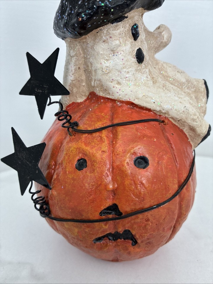 Vintage Halloween Pumpkin Head Wizard Figurine Resin Paper Mache | eBay
