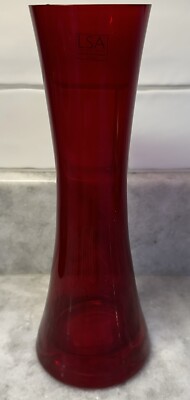 LSA International Handcrafted Mouthblown Red Heavy Glass Vase 9.5 ...