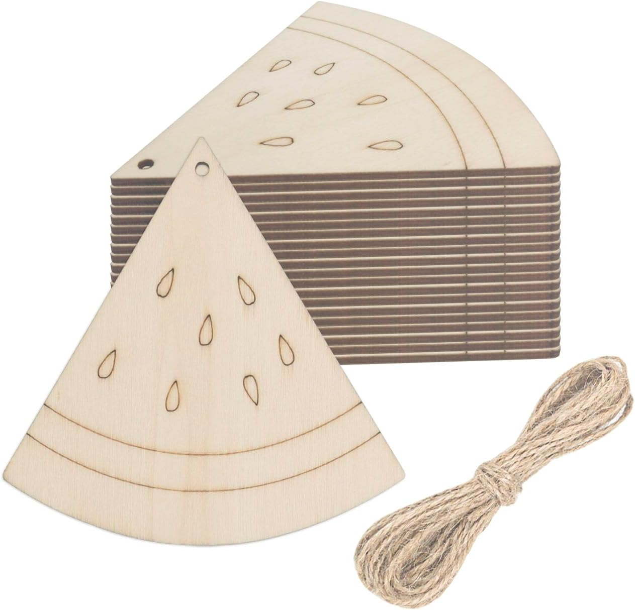 20Pcs Watermelon Wood Cutouts Crafts Wooden Watermelon Shaped Hanging ...