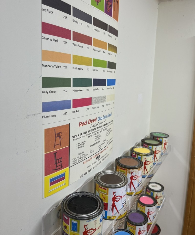Rare Vintage Red Devil Store Display with Paint Color Chips circa early ...