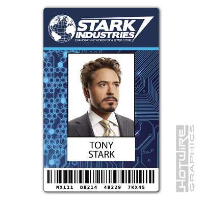 Plastic ID Card (TV & FILM Prop) - Tony Stark IRON MAN Stark Industries ...