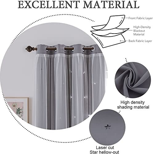 indistar Star Curtains for Bedroom Star Hollow Out Blackout Curtains ...