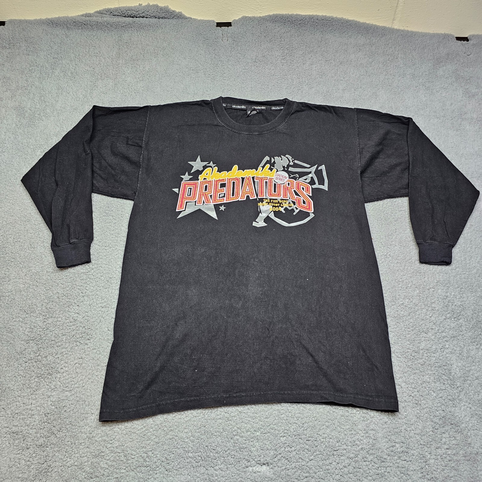 Akademiks Shirt Men's XL Long Sleeve Black Predators Spell Out | eBay