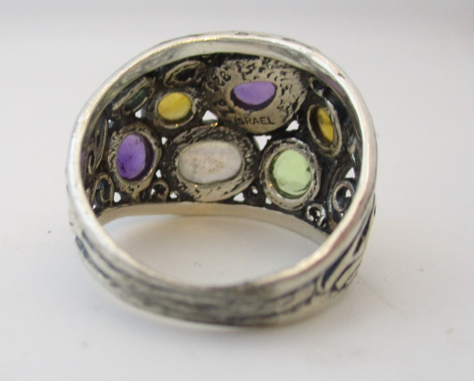 Vintage Israel PZ PAZ Sterling & Multi Gemstone Ring 6318 | eBay
