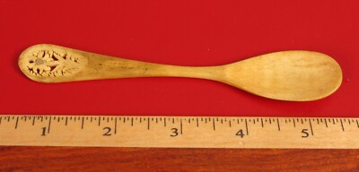 ANTIQUE WOOD CARVED COLONIAL BABY SPOON FLORAL DESIGN NICE !! | eBay