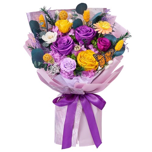 Forever Flowers, Preserved Roses Bouquets, Purple Roses, Birthday Gifts ...
