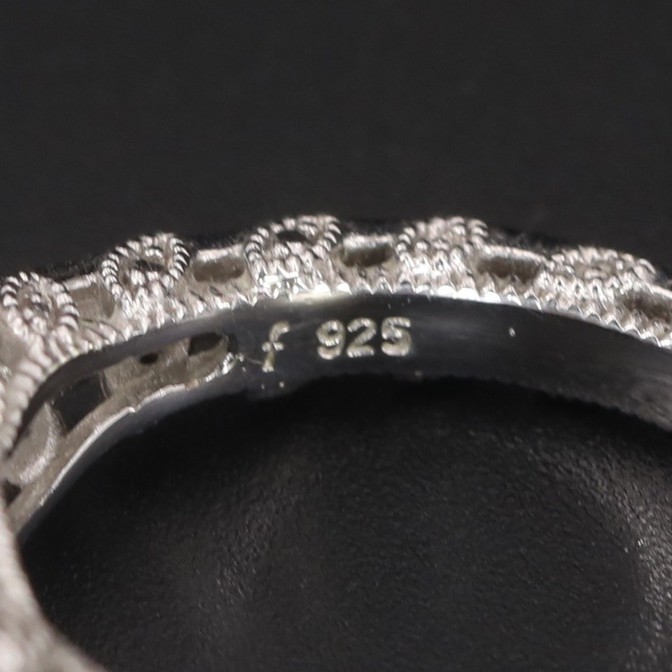 Sterling Silver - STAUER White CZ Halo Engagement Wedding Ring Size 8 ...