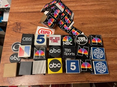 Collection of Vintage TV Microphone Cubes (Flags) from NBC, CBS, ABC ...