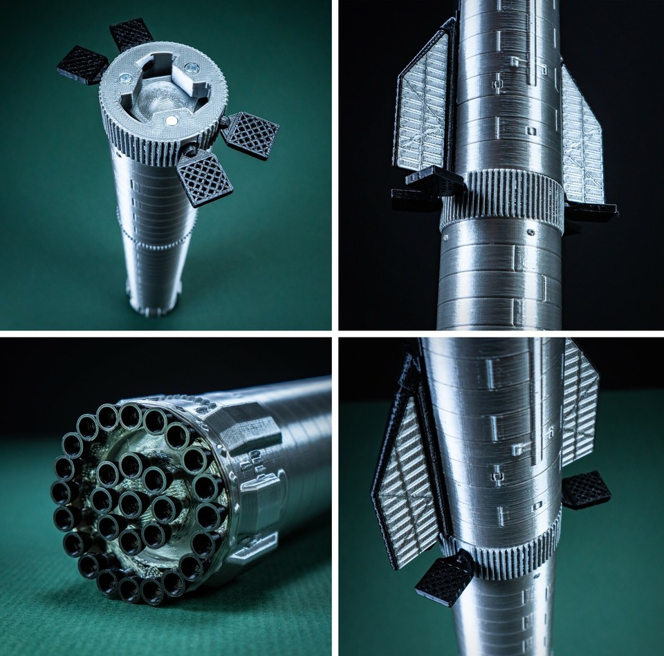 STARSHIP / SUPER HEAVY Spaceship movable parts Plastic model Space X 3D ...