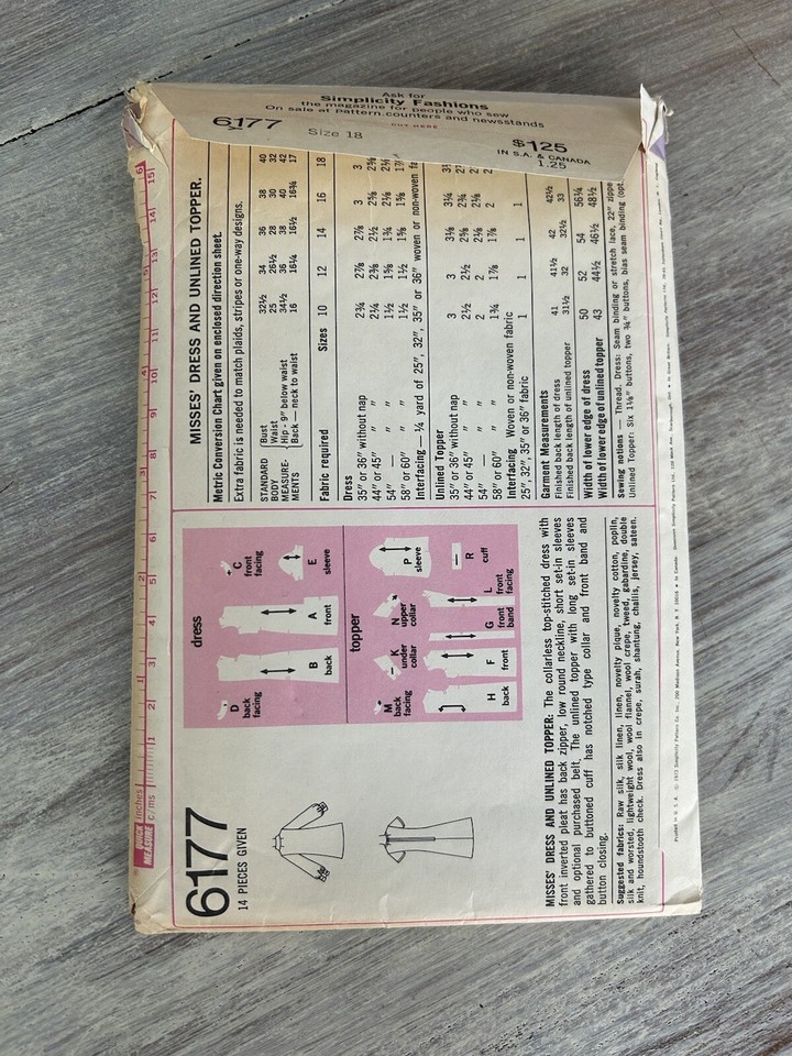 Vtg Simplicity Pattern 6177 Ladies Dress & Jacket Sz 18 Complete | eBay