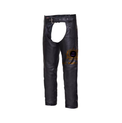Unisex Black Genuine Leather Chaps Motorcycle Biker Leather Zipper Leg ...