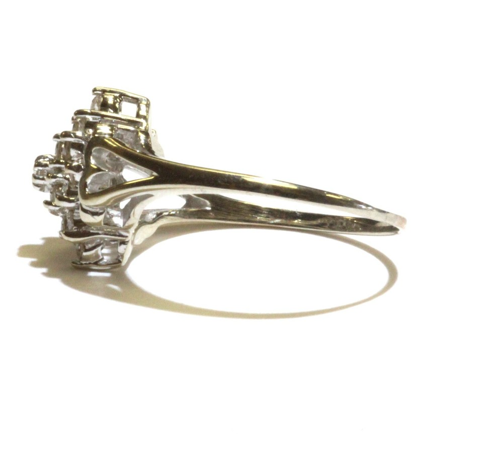 14k white gold .42ct SI2 I1 I diamond cluster ring 3.3g ladies unique ...