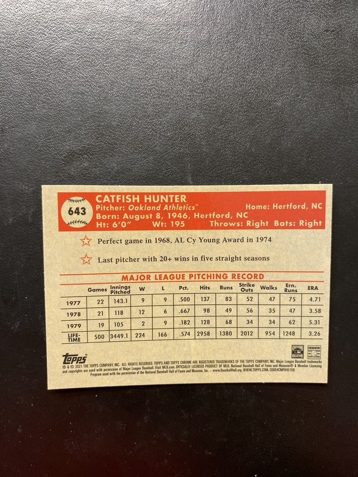 2021 Topps Chrome Platinum Anniversary - #643 Catfish Hunter | eBay