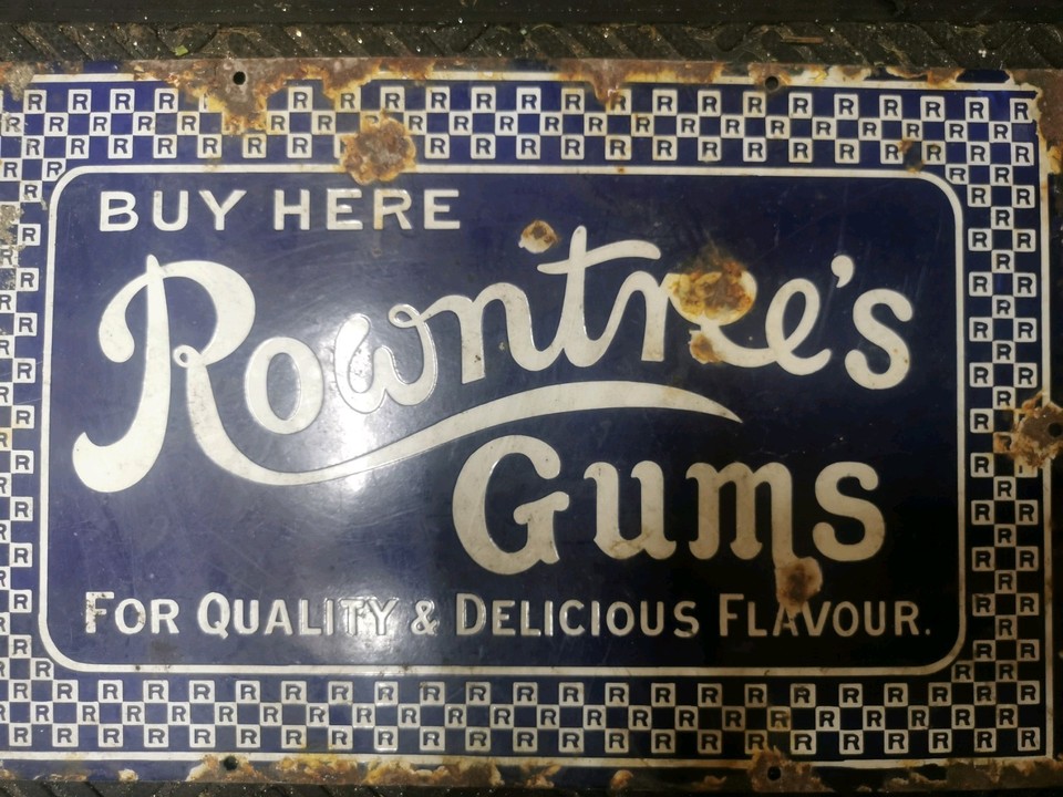 Original Rowntrees gums Enamel Sign Vintage Rare | eBay UK