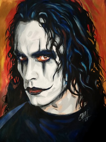 poster portrait of Brandon Lee as Eric Draven, crow, paper, acrylic ...