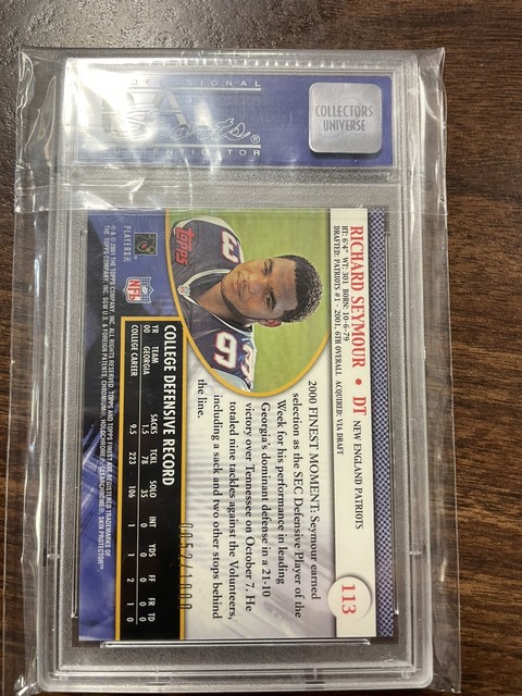 2001 Topps Finest - #113 Richard Seymour /1000 (RC) for sale online | eBay