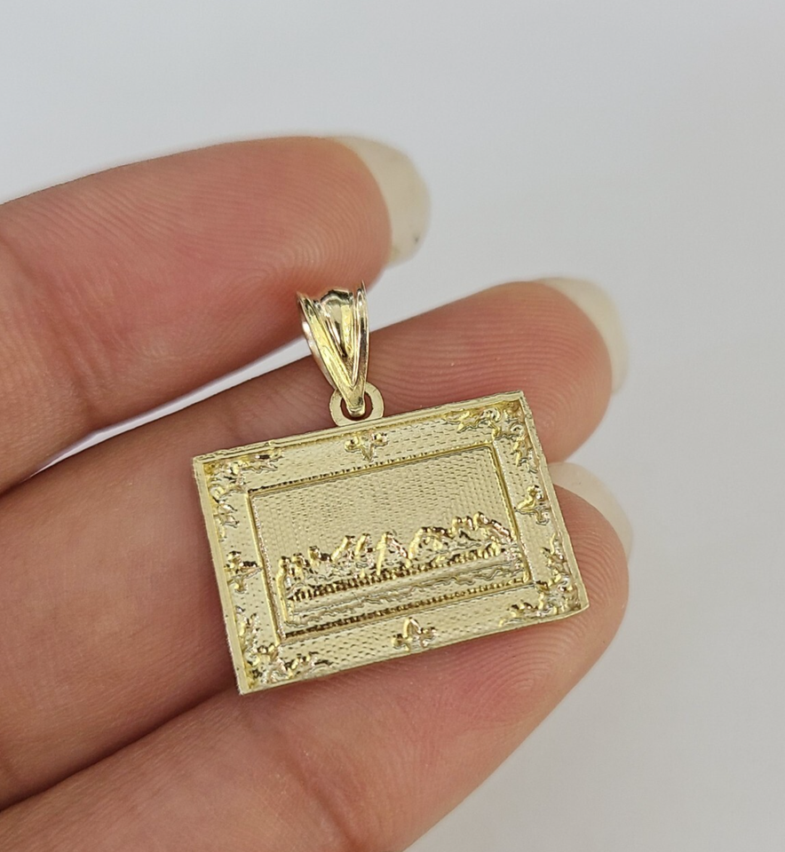 10k Gold Rope Chain Last Supper Charm Pendant Set 18"-28" inch 2.5mm ...