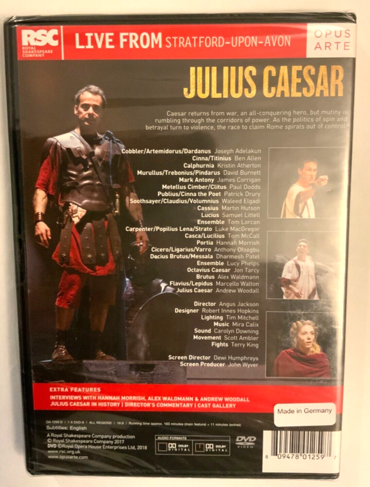 Julius Caesar- Royal Shakespeare Company DVD- Stratford- Angus Jackson ...