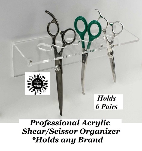 SHEAR SCISSOR Wall-mount SHELF Barber Hair Stylist Organizer Rack Case ...