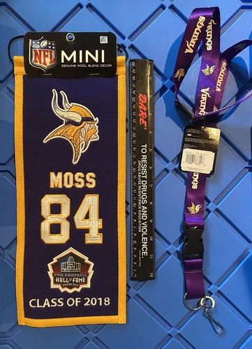 MINNESOTA VIKINGS Lanyard & MINI HALL OF FAME BANNER Randy Moss #84 | eBay