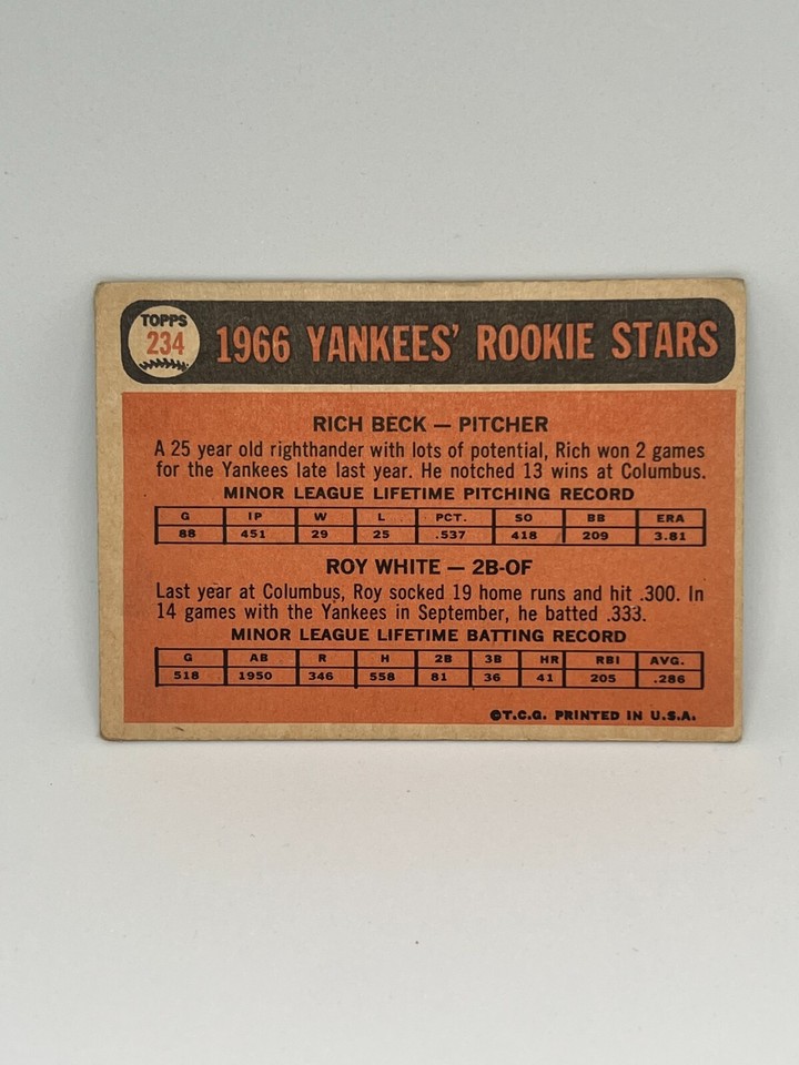 1966 Topps #234 Roy White Rich Beck Rookie Card Yankees | eBay