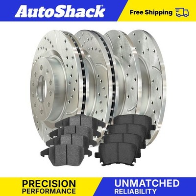Front & Rear Drilled Disc Rotors Ceramic Brake Pads for 2007-2009 VW ...