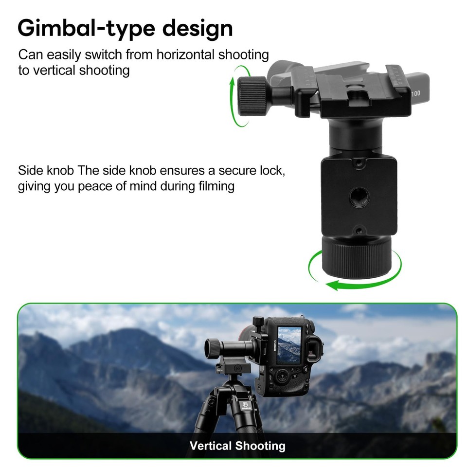 Monopod Gimbal Head with Arca-Swiss Dovetail Quick Release Plate ...