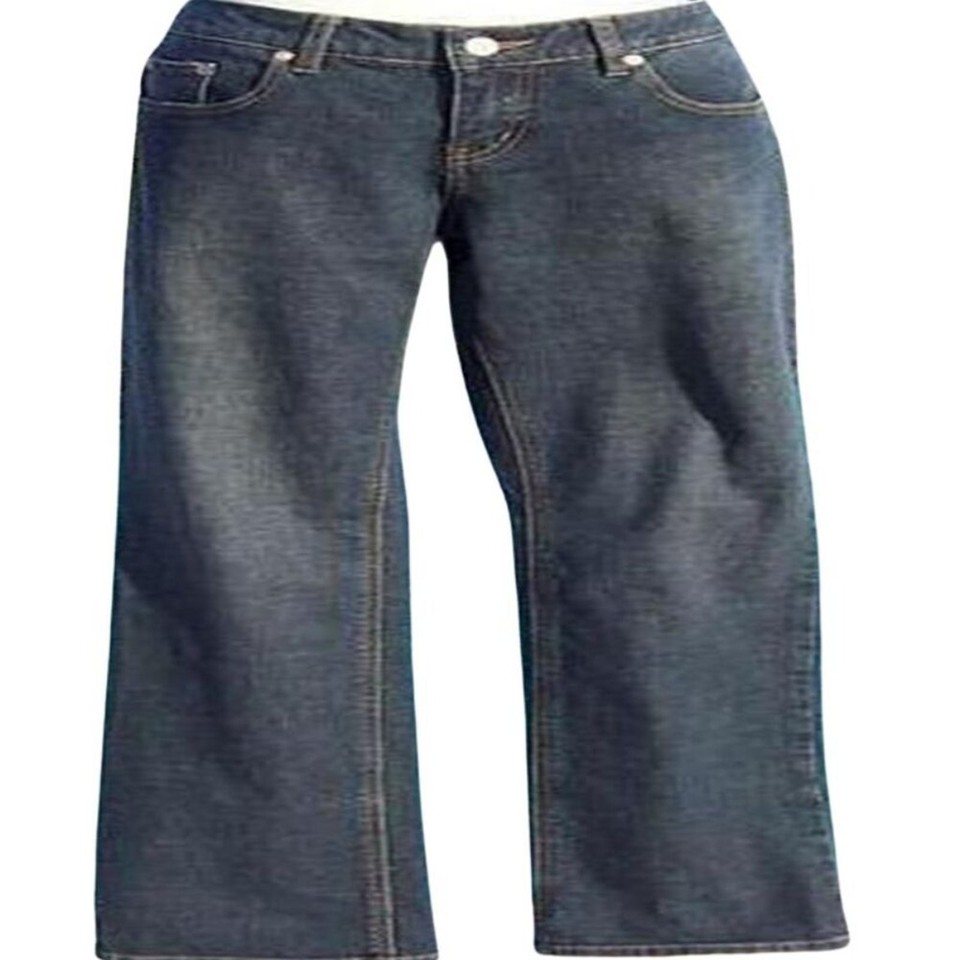 Cache Embroidery Rhinestone Embellished Dark Jean Straight Pant Stretch ...